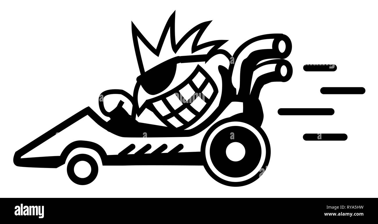 Racer mad symbol black, vector illustration, horizontal, isolated Stock ...