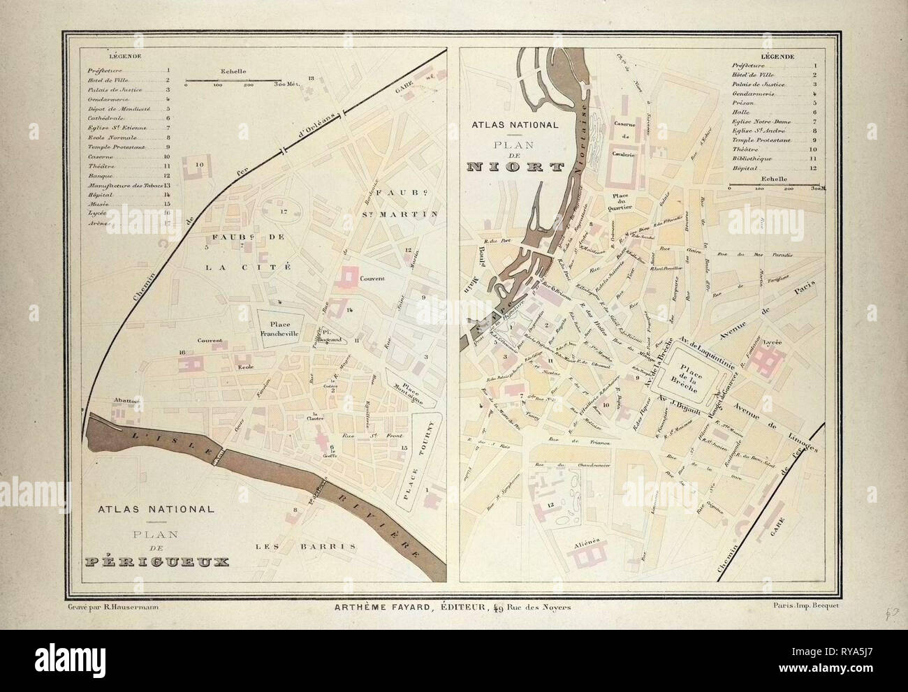 Map of Périgueux and Niort France Stock Photo - Alamy