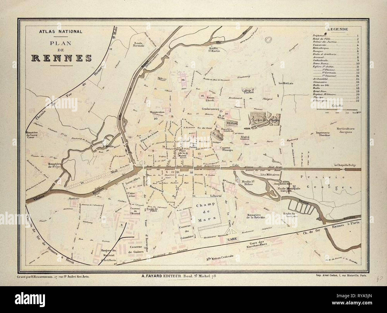 Map of Rennes France Stock Photo - Alamy