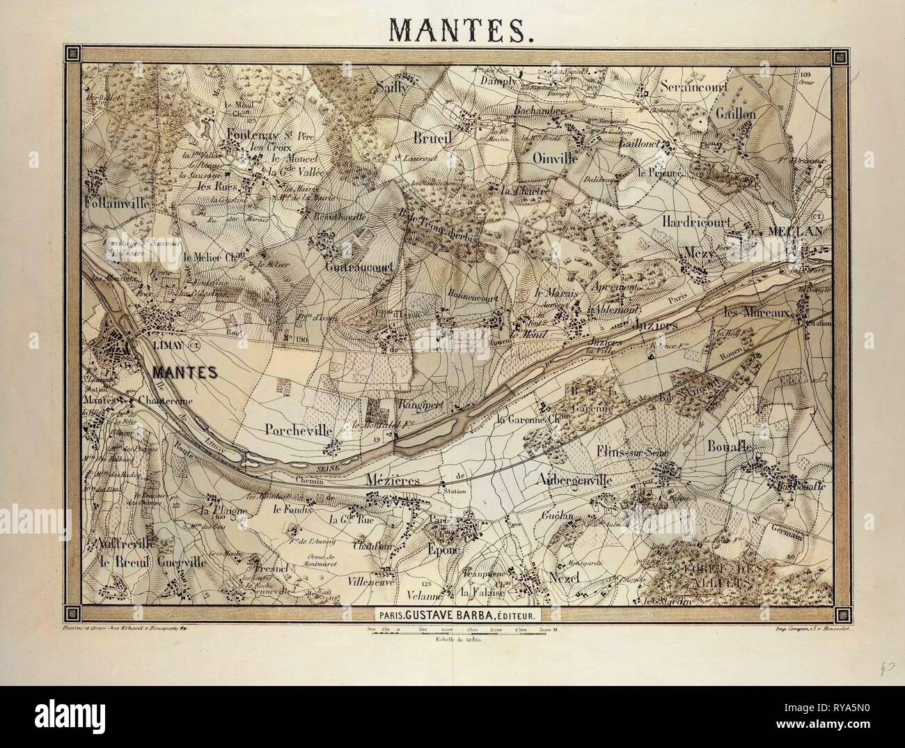 Map of Mantes France Stock Photo - Alamy