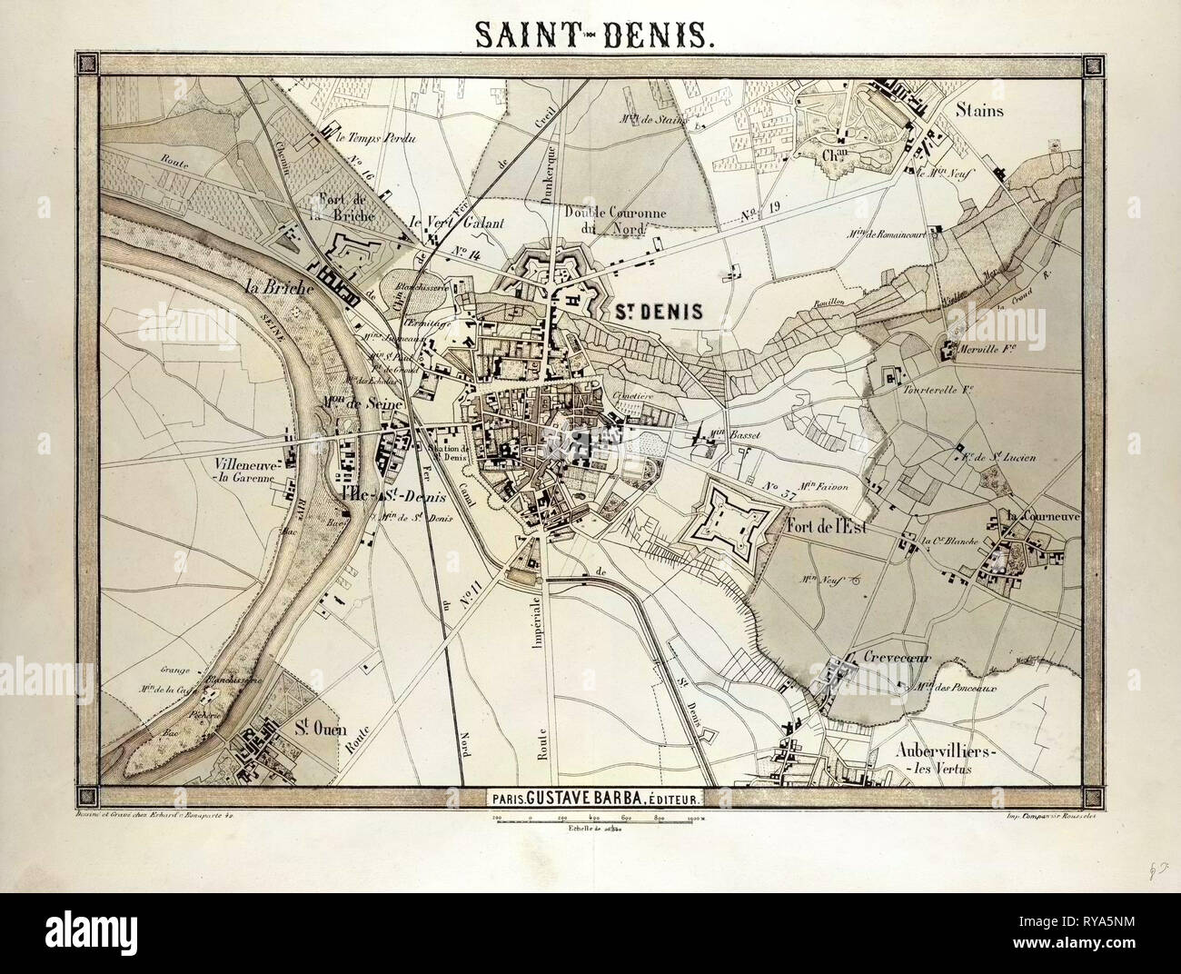 Map of Saint-Denis France Stock Photo - Alamy