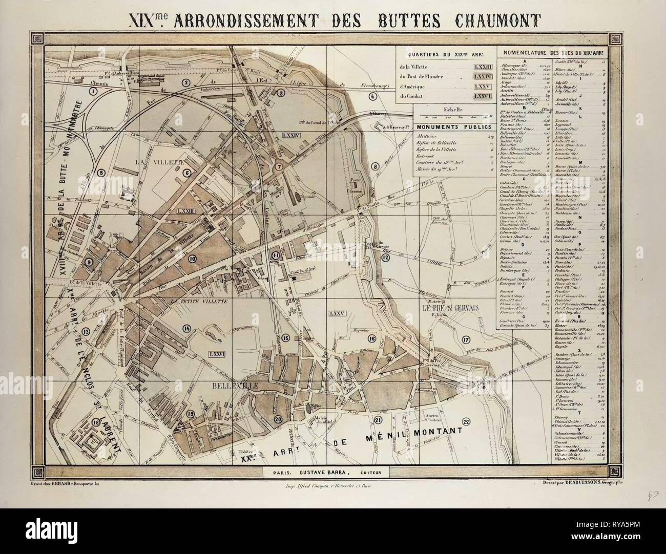 Paris map 19th century hi-res stock photography and images - Alamy