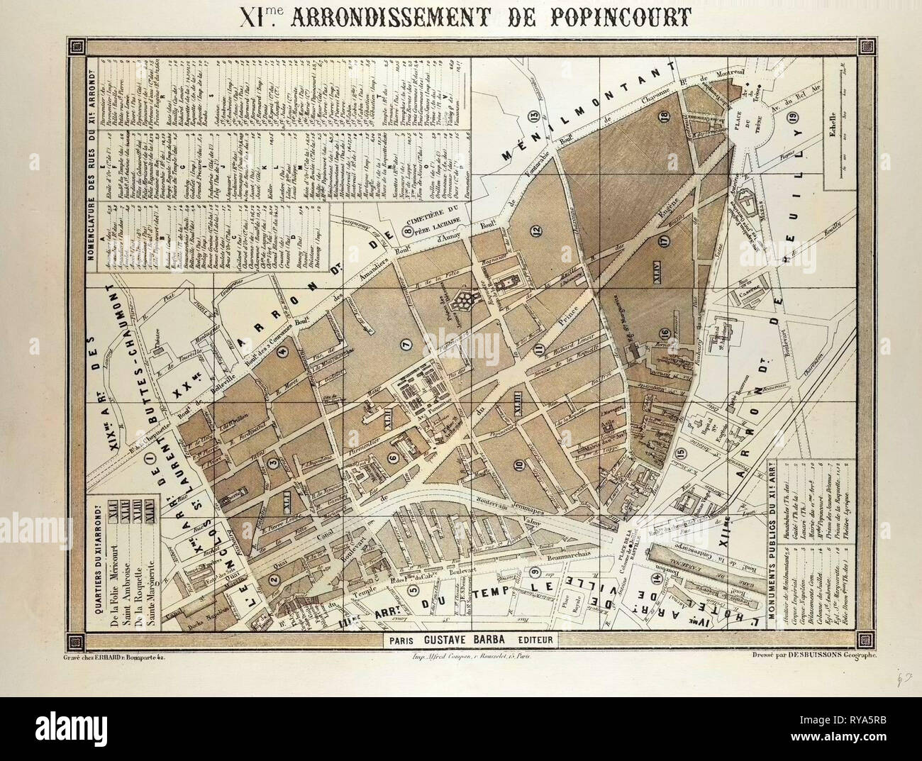 Map of the 11th Arrondissement De Popincourt Paris France Stock Photo ...