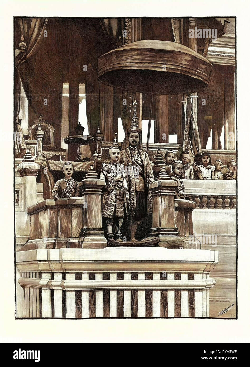 A Siamese Royal Family Festival: The King Presenting the Crown Prince ...