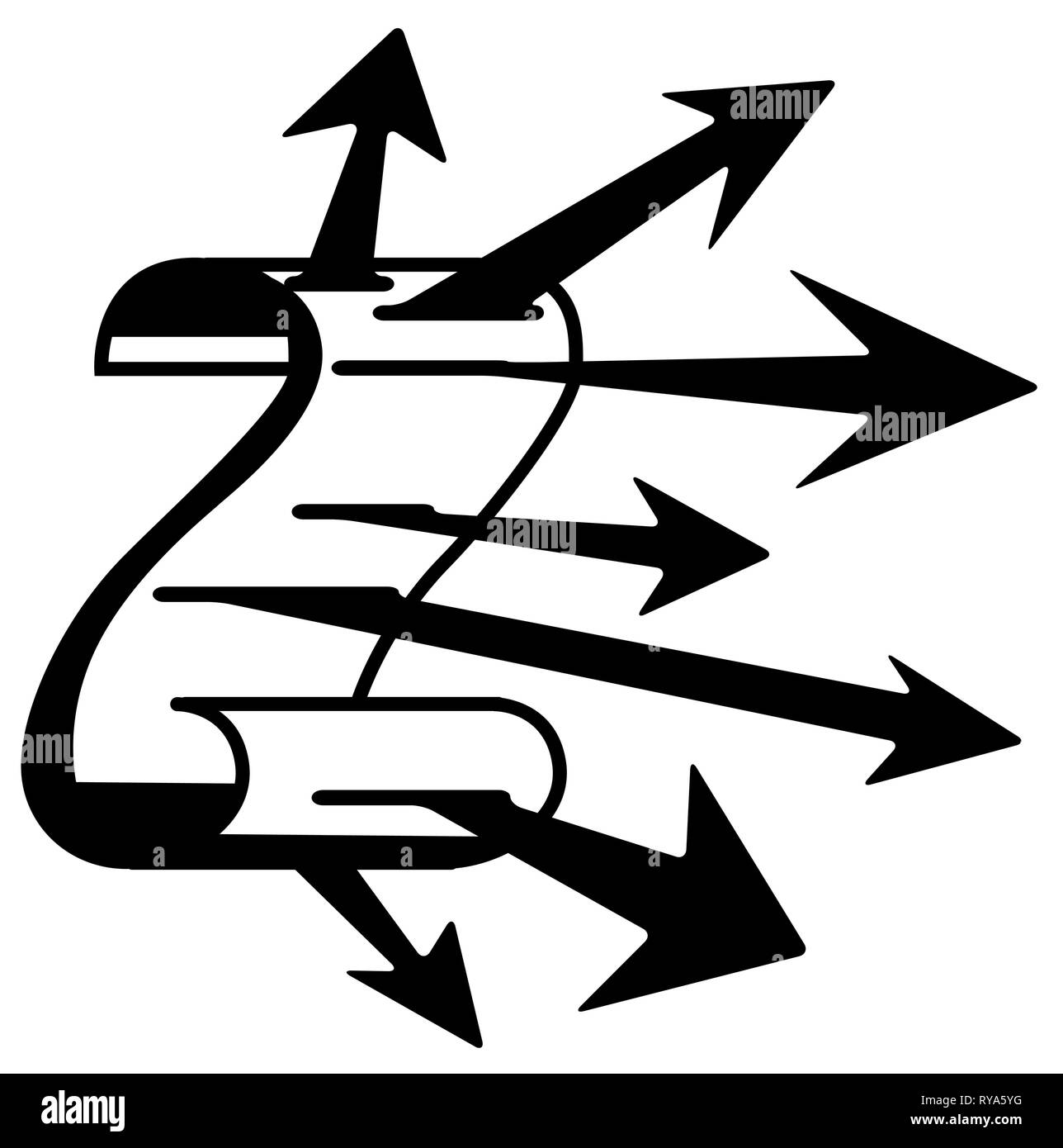 Scroll arrows outbreak stencil black, vector illustration, horizontal ...