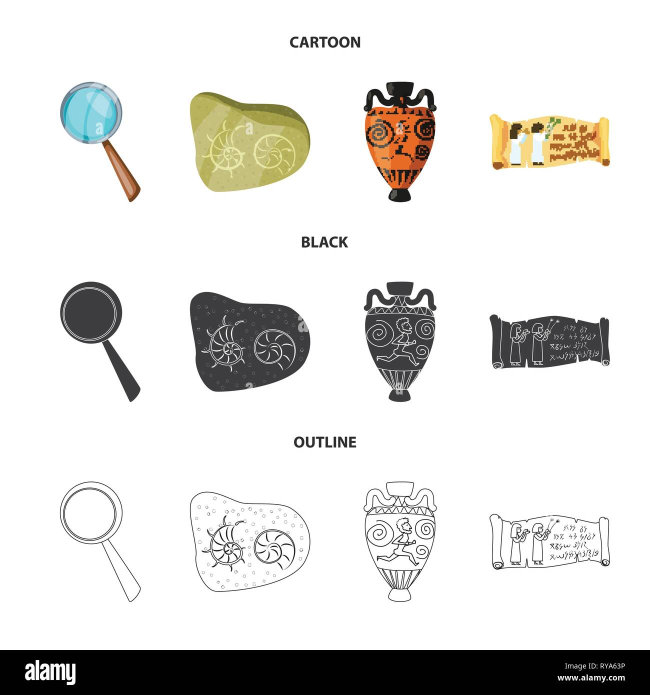 lens,rock,amphora,scroll,glass,black,artifact,papyrus,tool,figure ...
