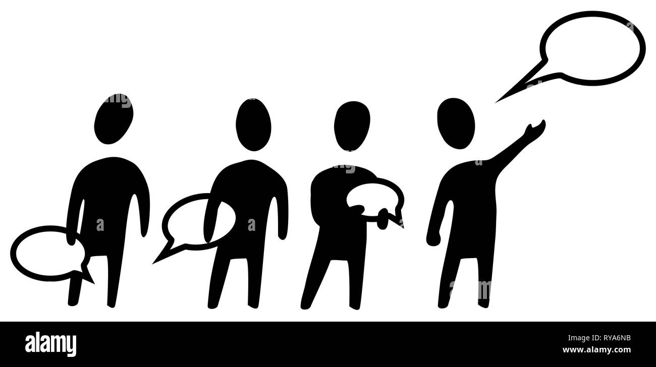 Speaker queue figure stencils black, vector illustration, horizontal ...