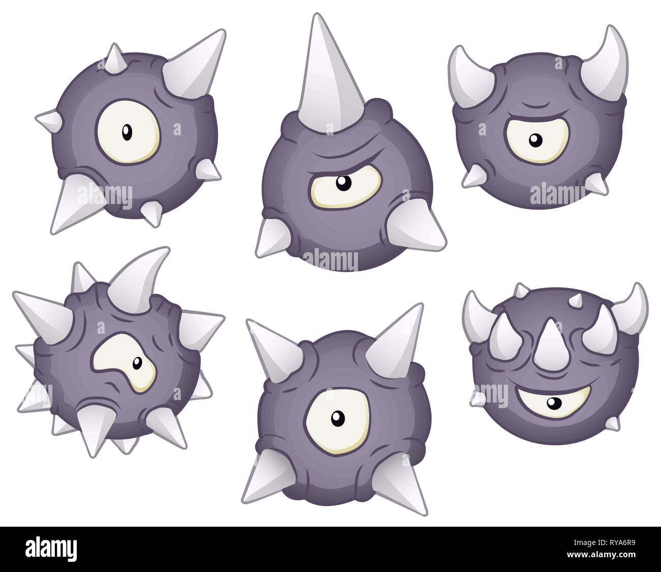 Spike eye cartoon design element set, isolated vector, horizontal Stock ...