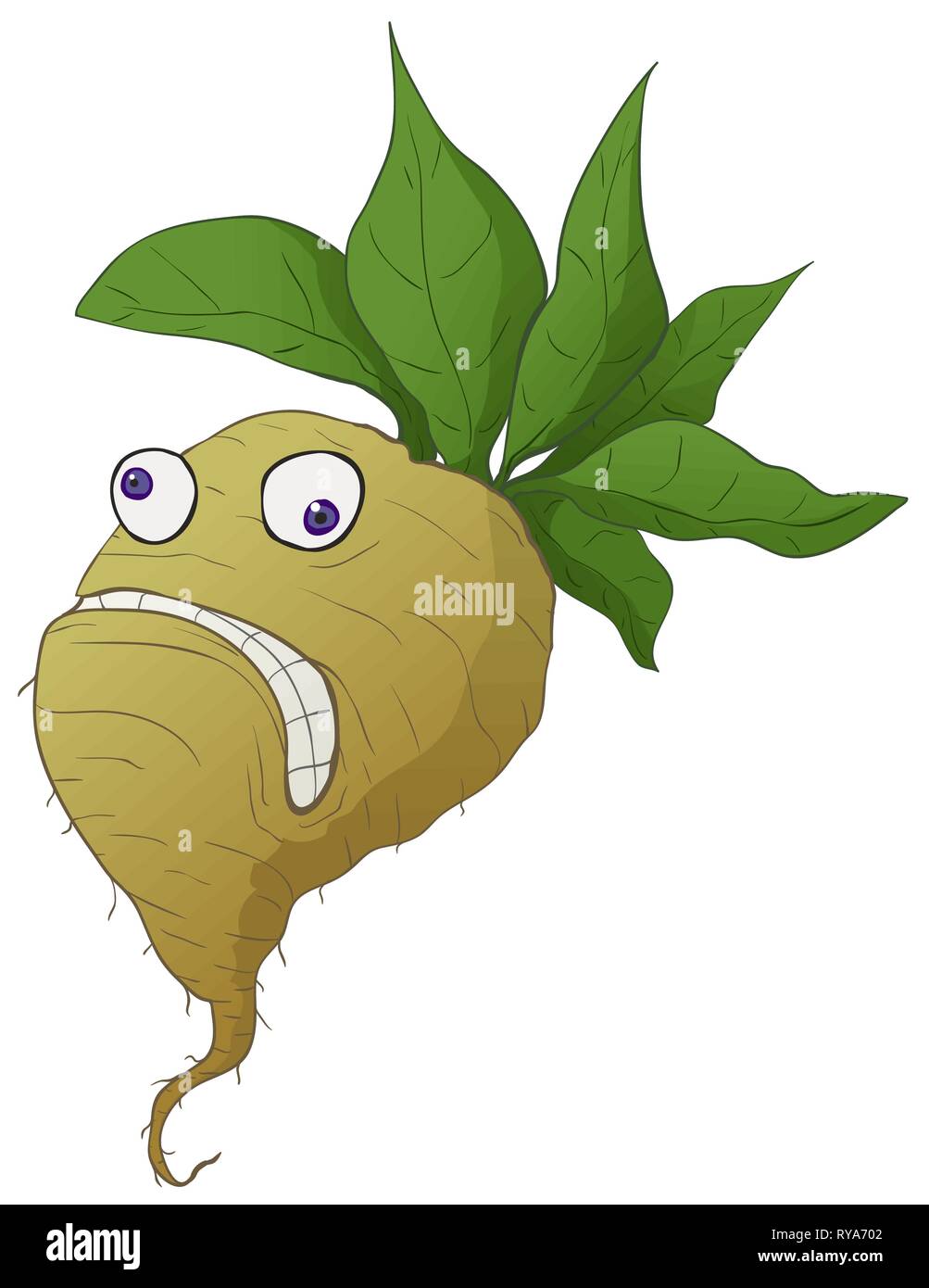 Stressed turnip root vegetable funny cartoon color drawing, vector ...