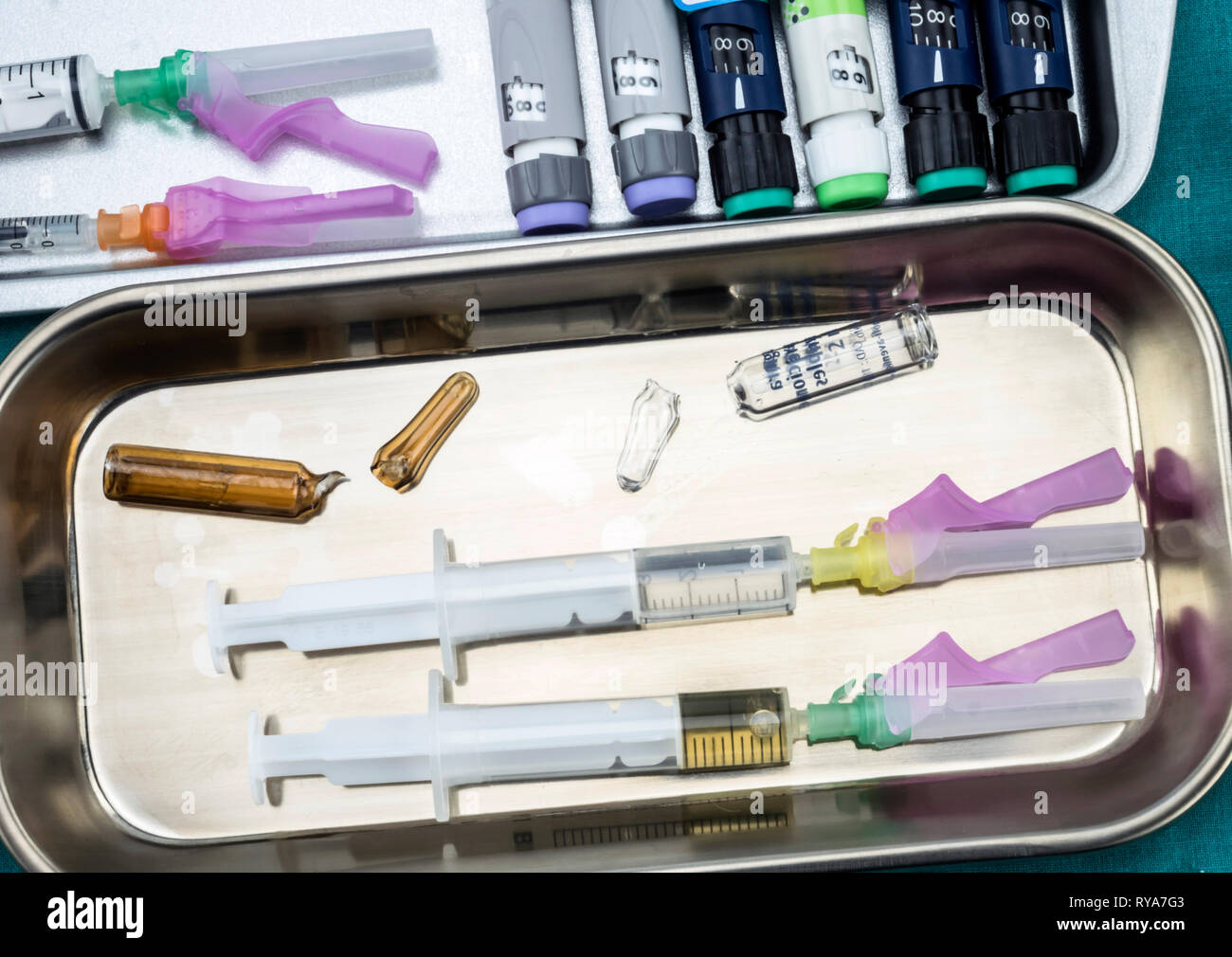 Diverse medication for parenteral use prepared to supply in a hospital ...