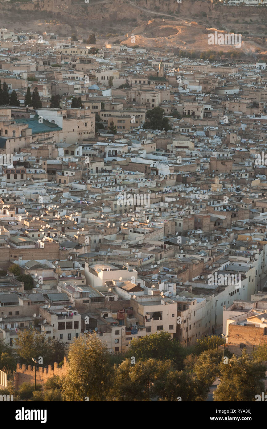 Fez, Morocco. View of the old Muslim city from a height Stock Photo - Alamy