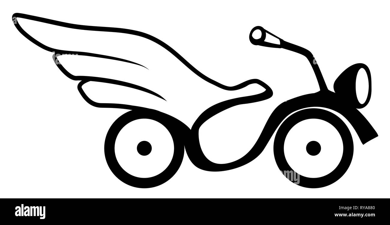 Winged bike symbol stencil black, vector illustration, horizontal ...