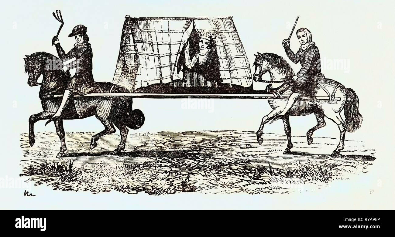 Queen Isabella Travelling in a Litter. From an Old Ms Stock Photo - Alamy