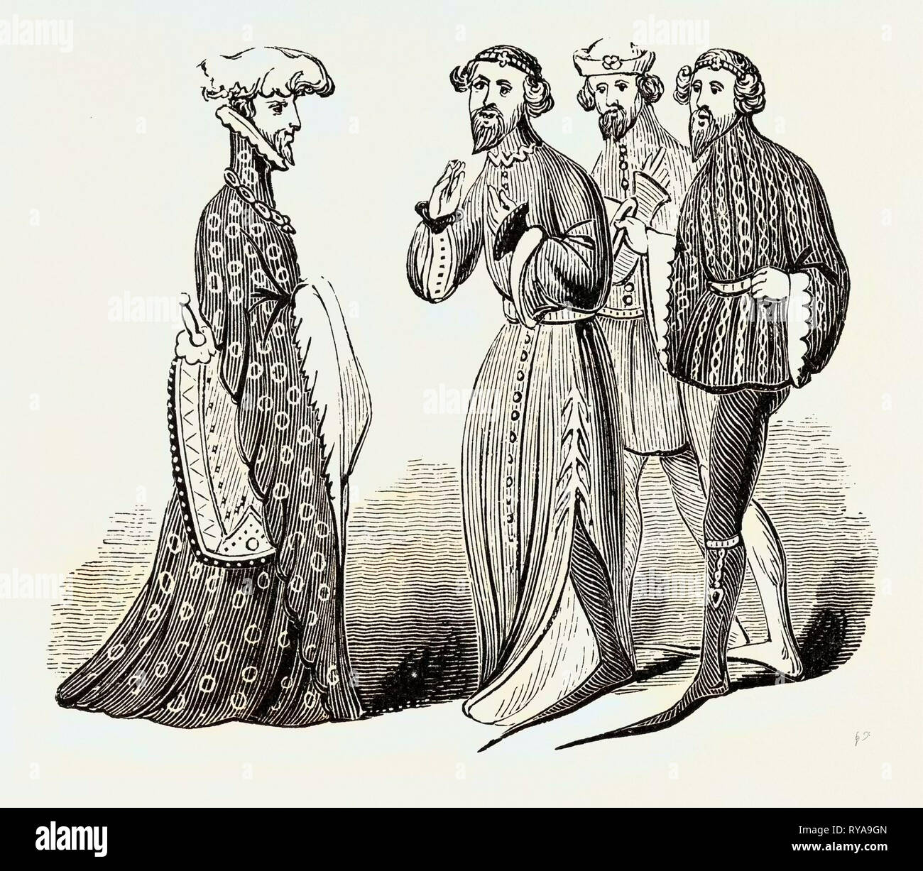 Costume of the Time of Richard II. Sleeves and Shoes Stock Photo - Alamy