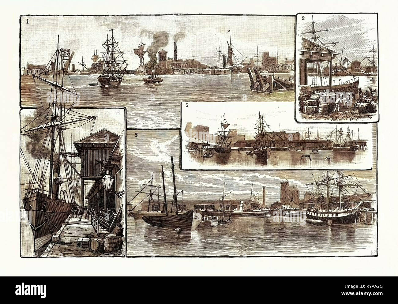 Edinburgh: Views in Leith Docks: 1. General Entrance to the Docks 2 ...