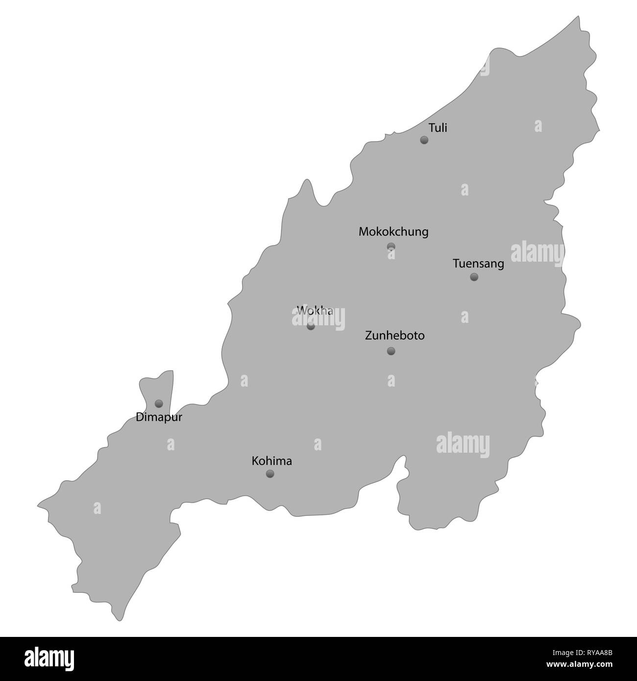 Nagaland Map Nagaland Map Black And White Stock Photos & Images
