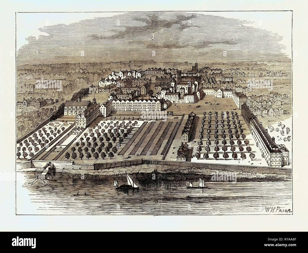 The Temple in 1671. From an Old Bird's-Eye View in the Inner Temple ...