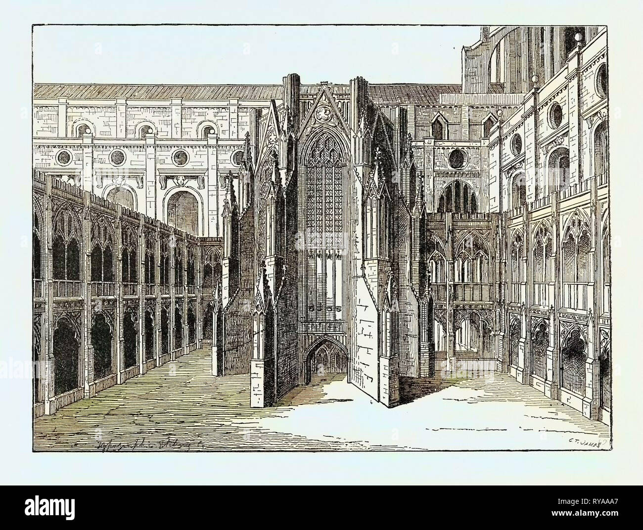 The Chapter House of Old St. Paul's from a View by Hollar London Stock ...