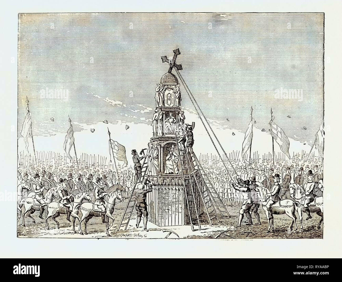 The Demolition of Cheapside Cross. From an Old Print London Stock Photo ...