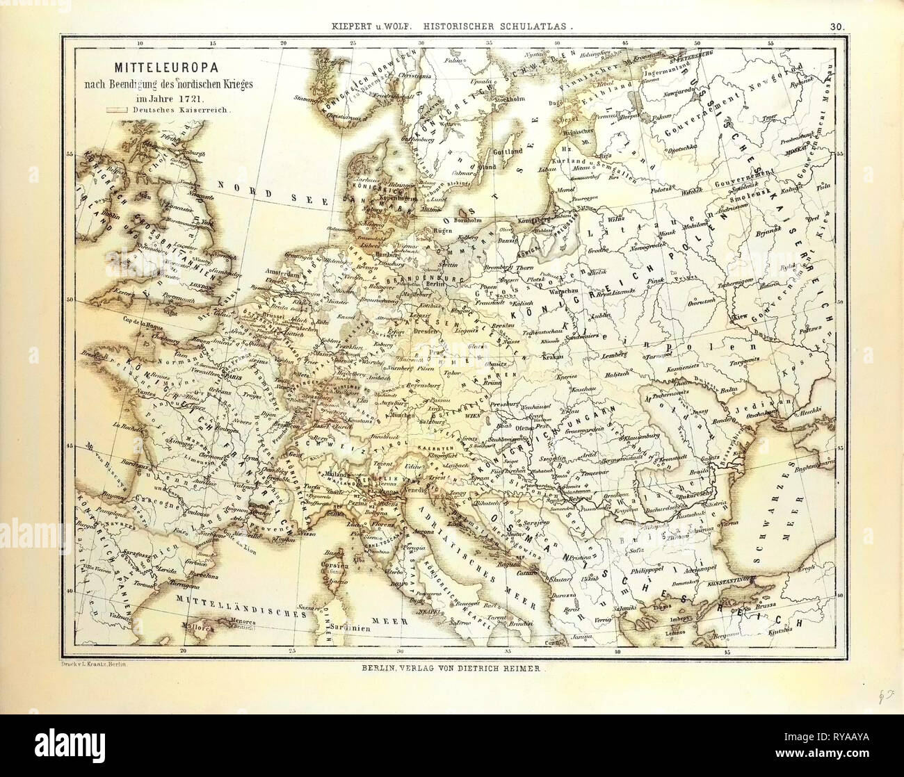 Map of Central Europe in 1721 Stock Photo - Alamy
