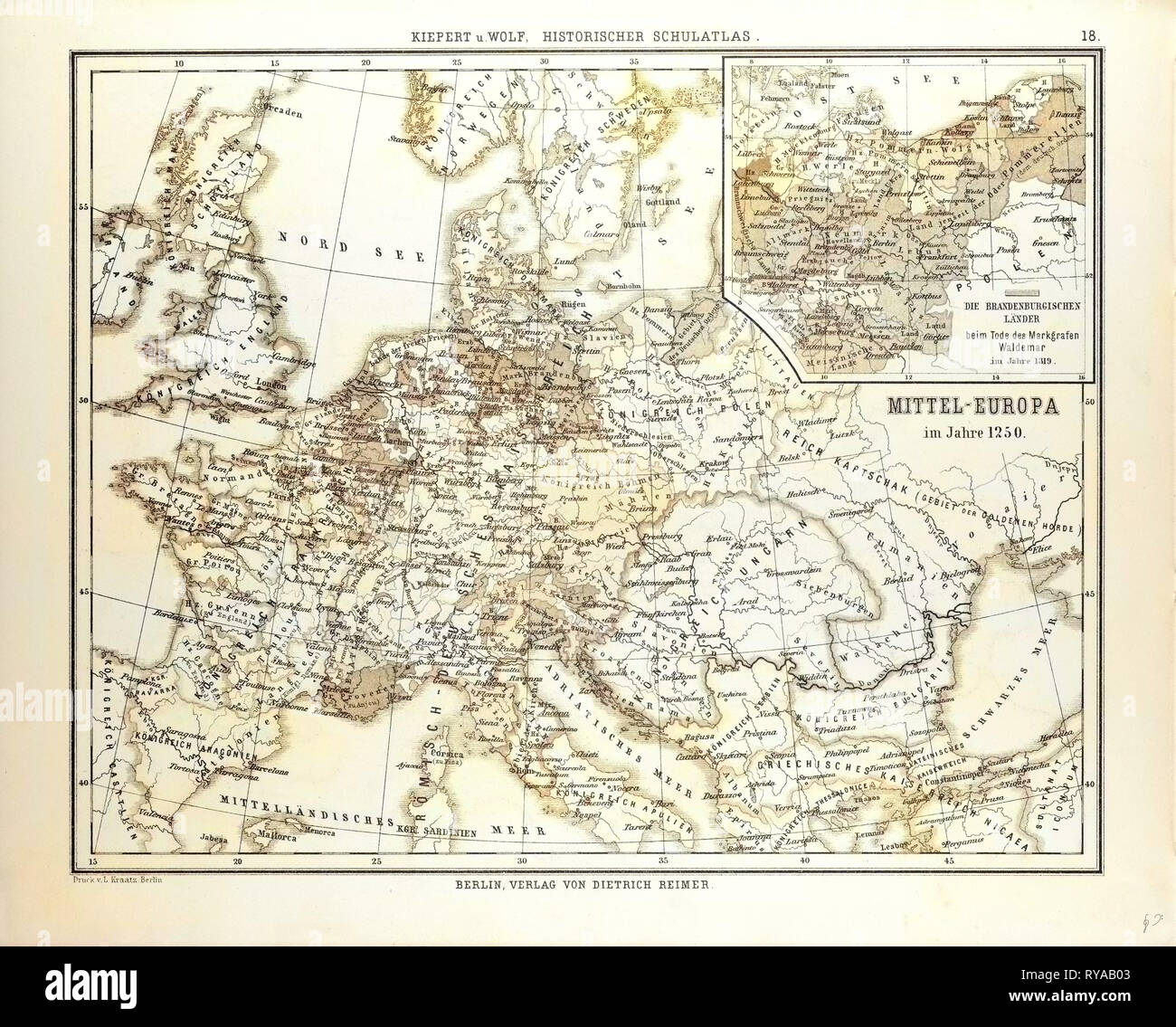 Map of Central Europe in 1250 Stock Photo - Alamy