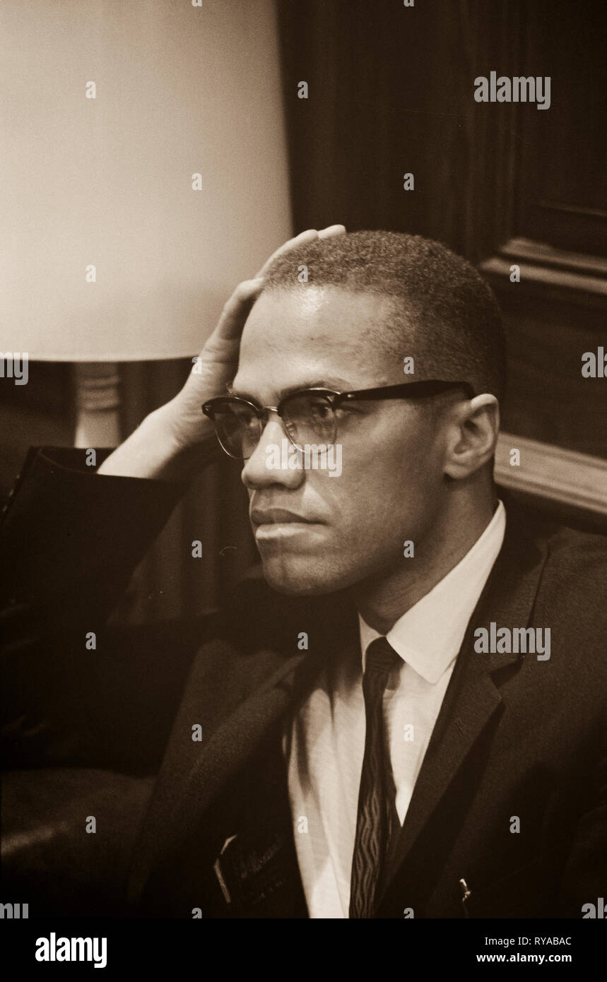Malcolm X - 1925-1965 waits at Martin Luther King press conference ...