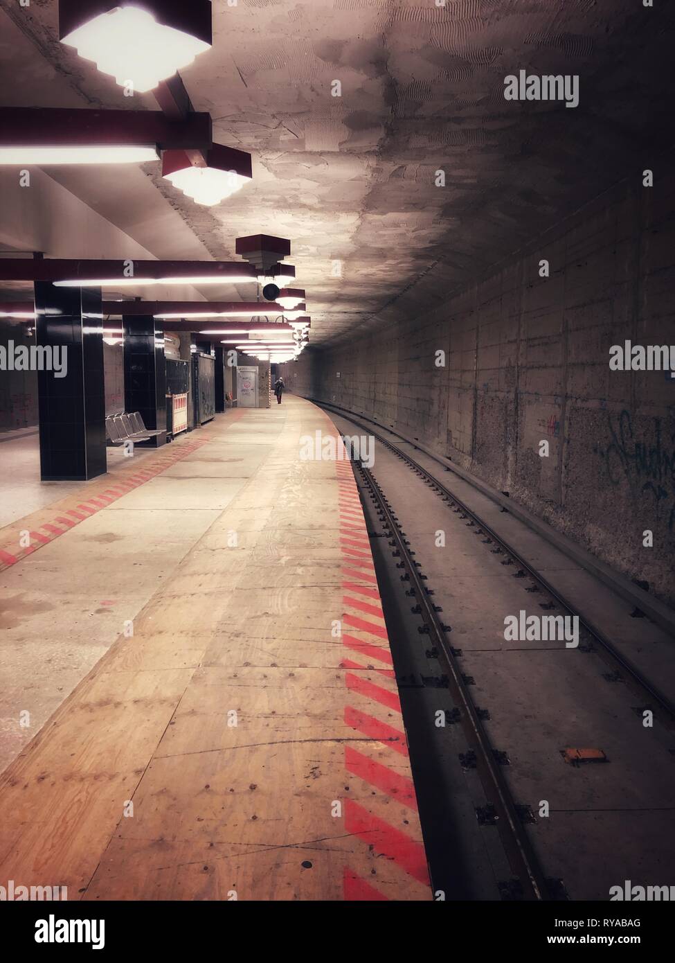 dark empty subway station - underground train station under ...