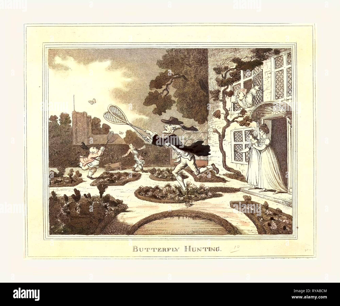 Butterfly hunting engraving hi-res stock photography and images - Alamy