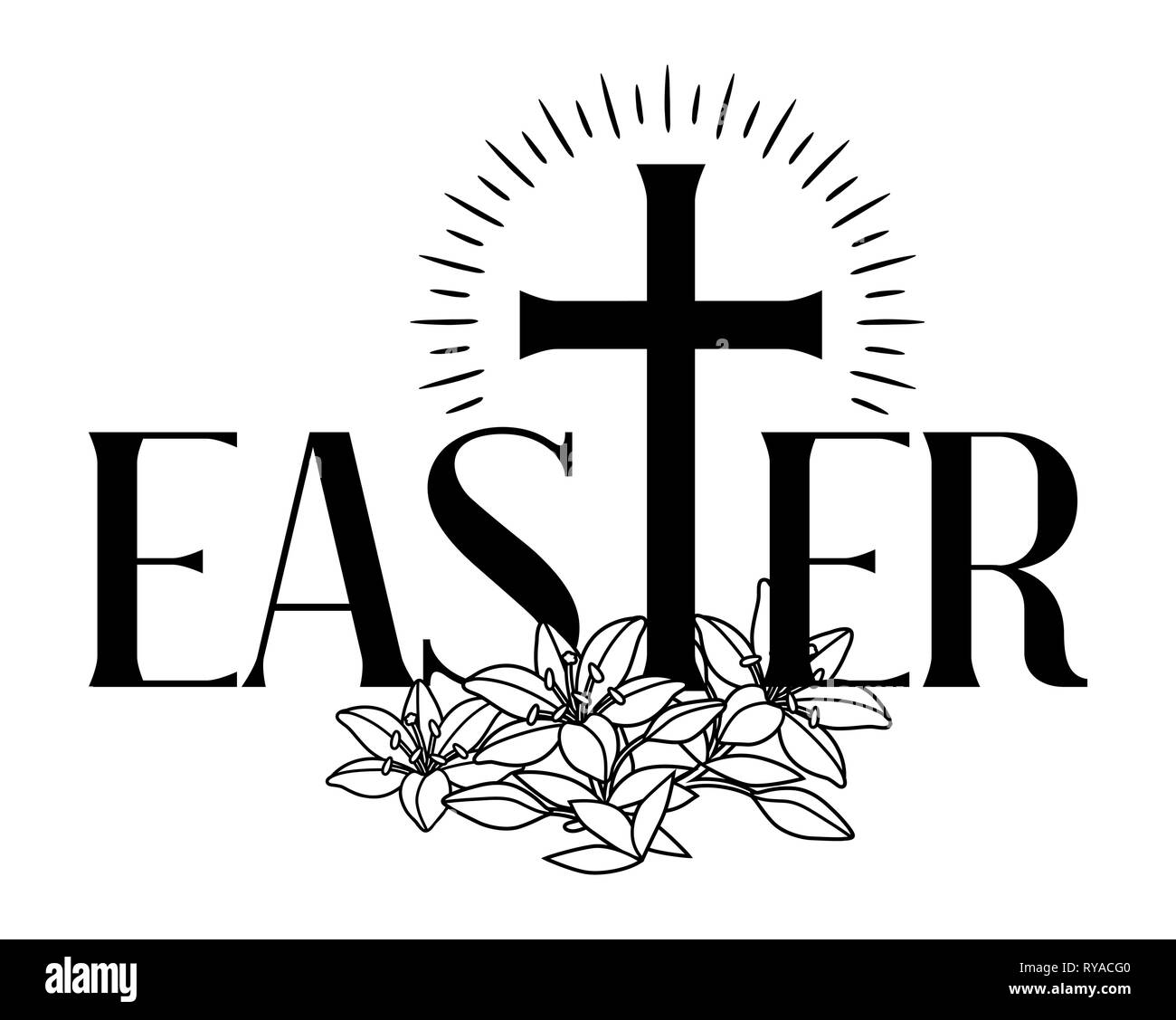 Easter Clipart Religious Black And White