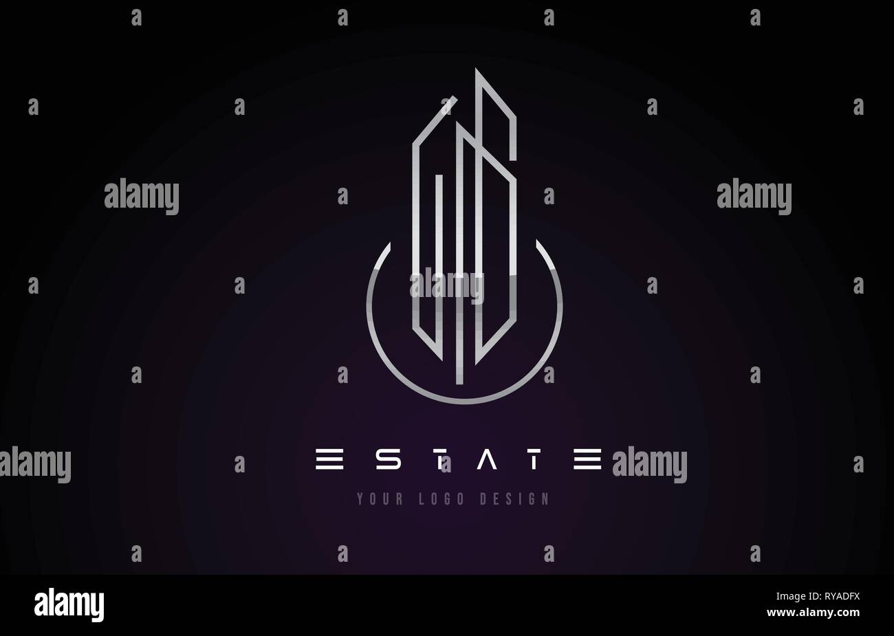 Silver Metal Real Estate Modern Monogram Logo Design. Real Estate Lines ...