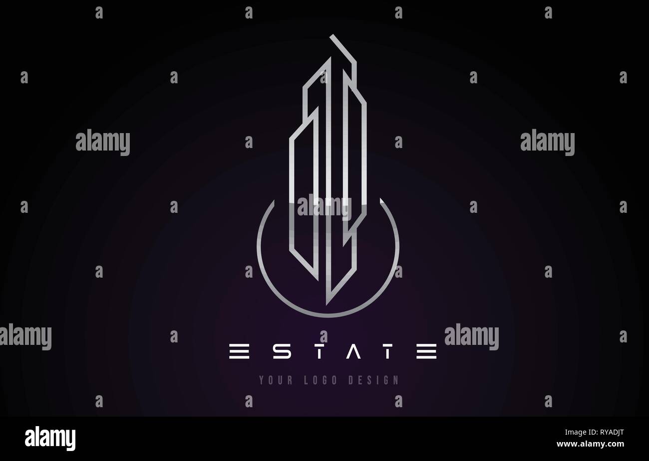 Silver Metal Real Estate Modern Monogram Logo Design. Real Estate Lines ...