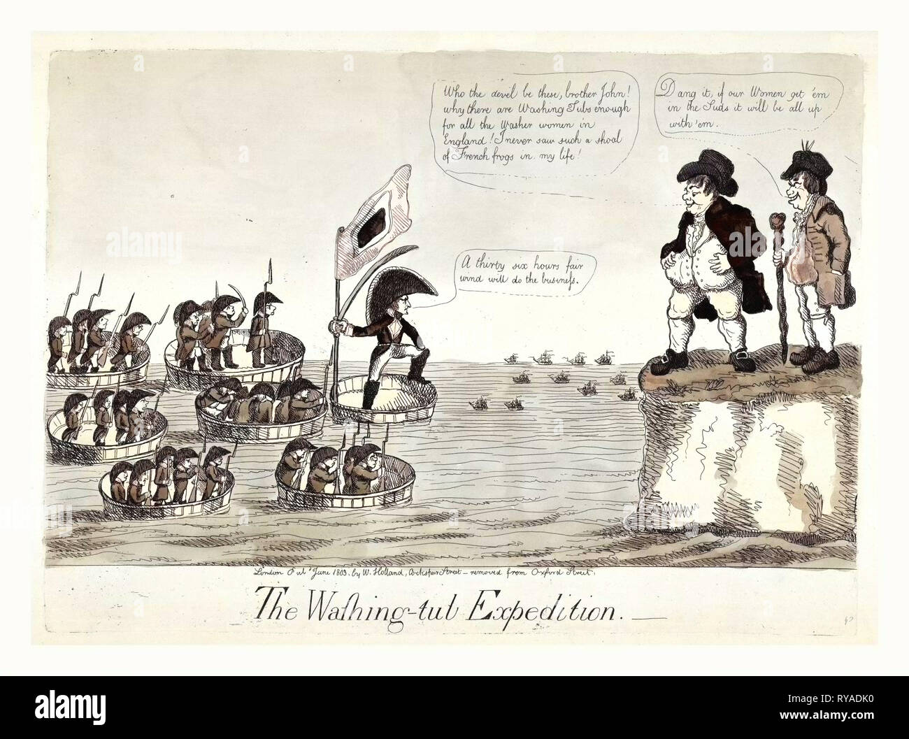 The Washing-Tub Expedition, London, 1803, Napoleon I Wearing an ...