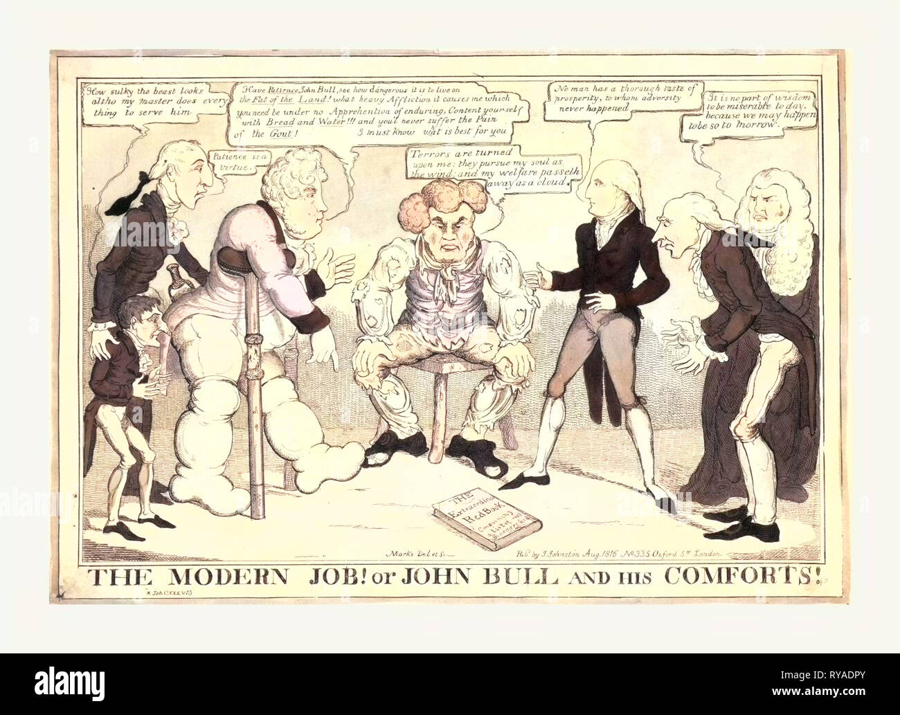The Modern Job! or John Bull and His Comforts!, Engraving 1816, John ...