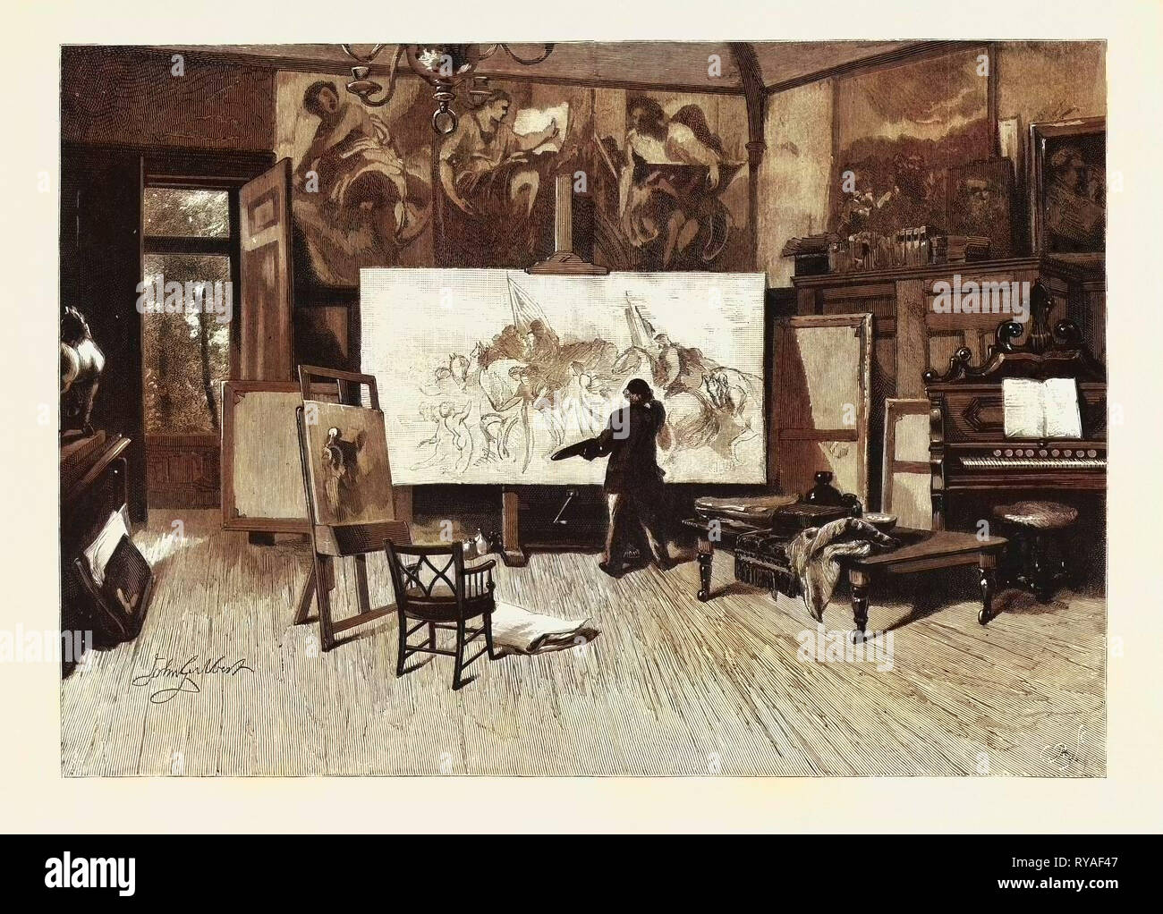 A Painter at Work in His Studio from the Picture by Sir John Gilbert, R ...