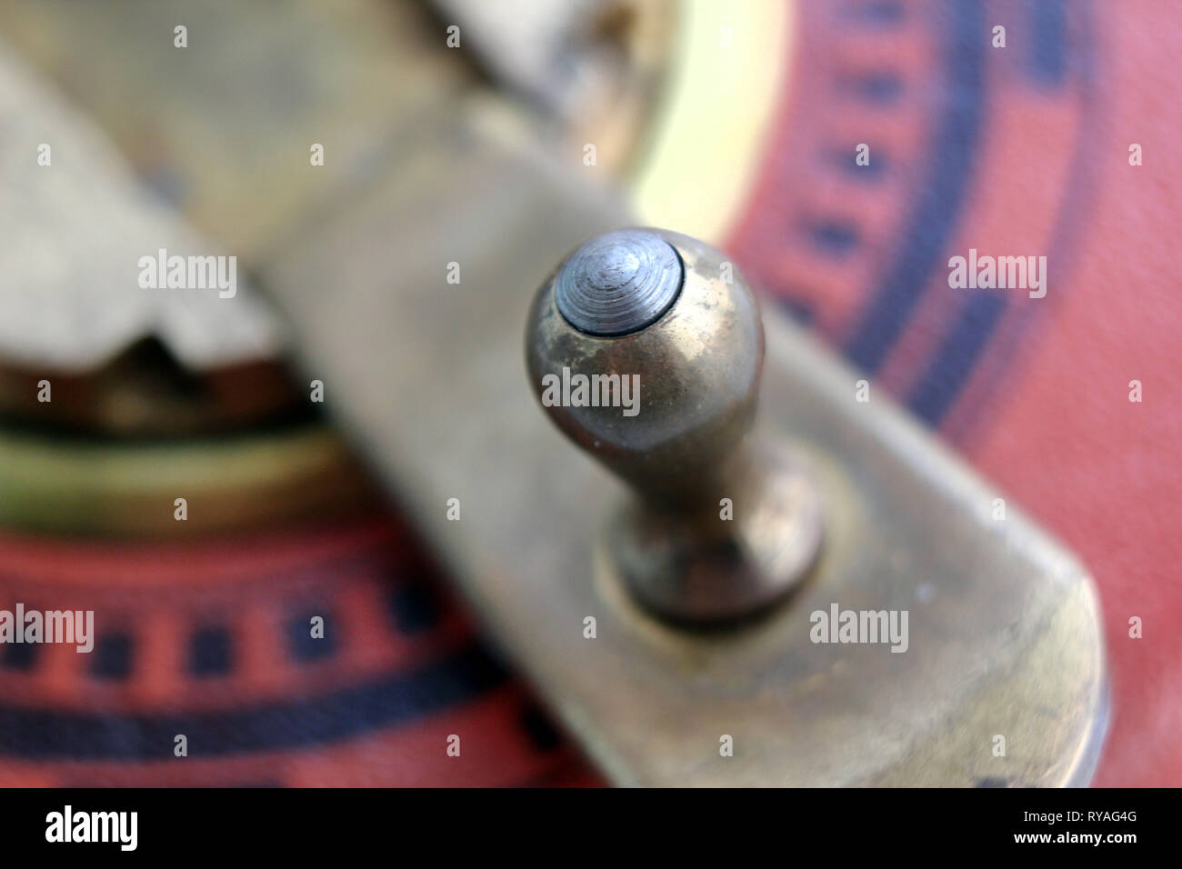 Old german roll measuring tape handle, isolated on white background ...