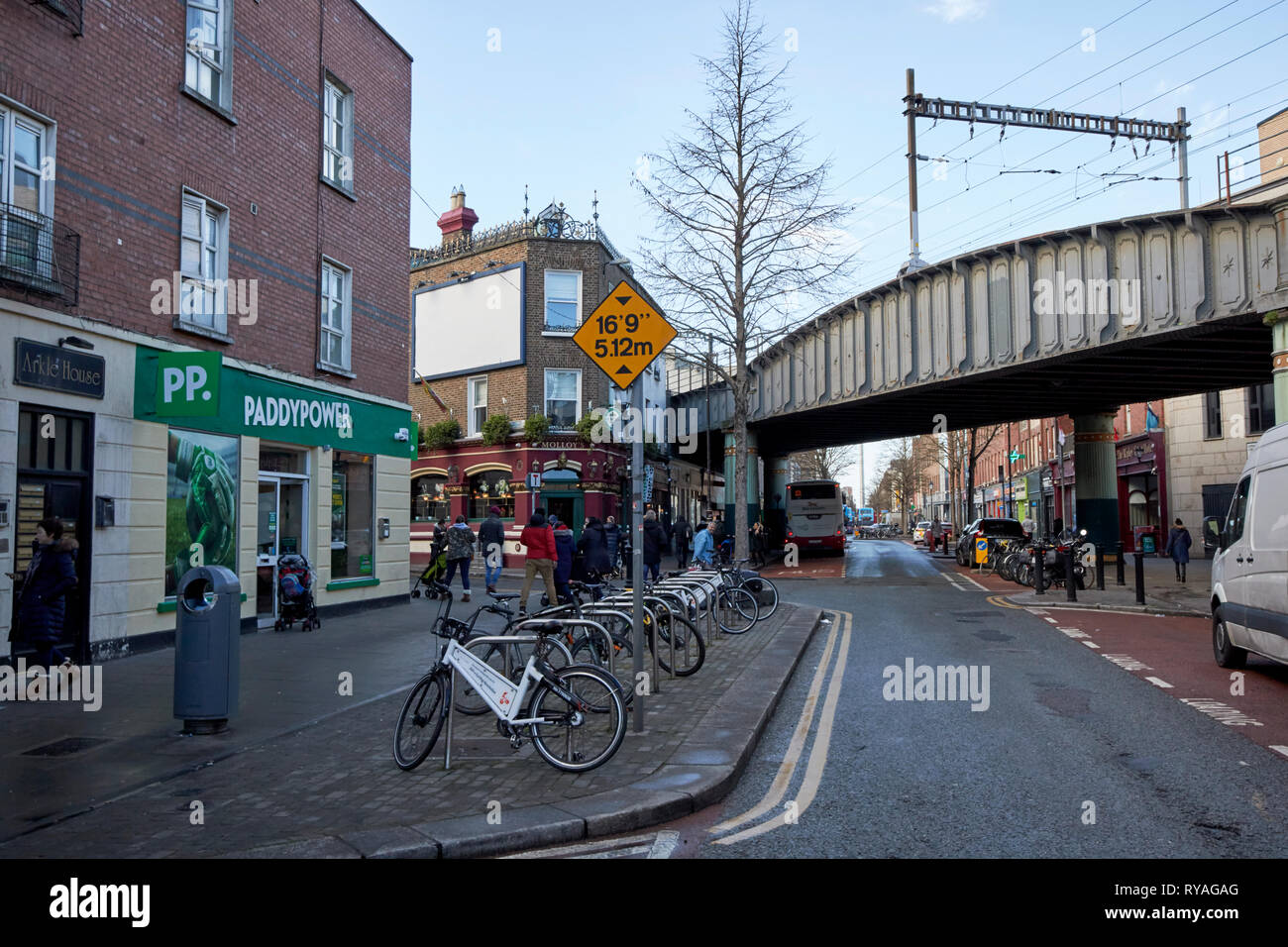talbot street with overhead train line rail bridge Dublin Republic of ...