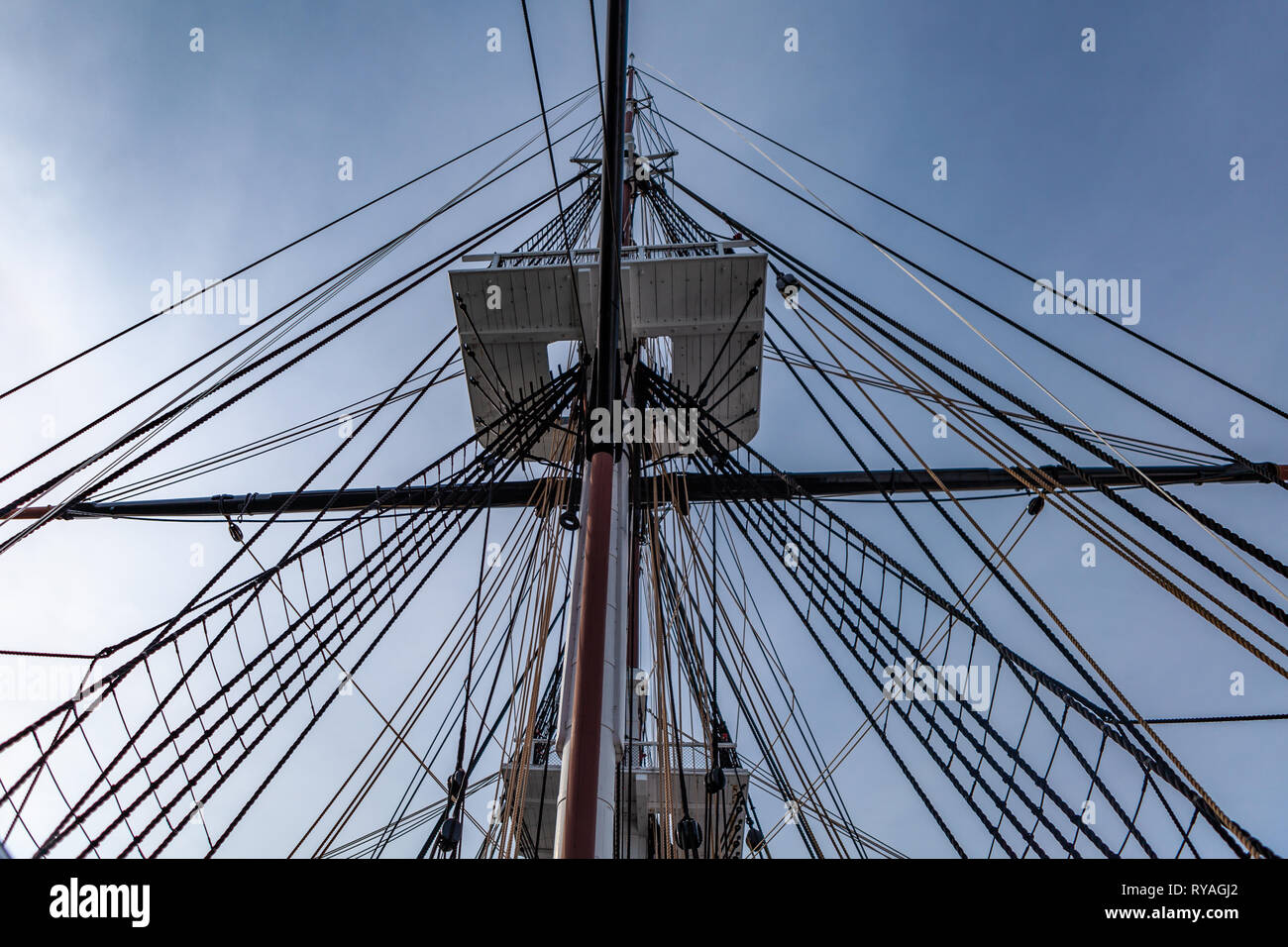 March 8th 2019. Boston USA - The ship USS Constitution at the end of ...