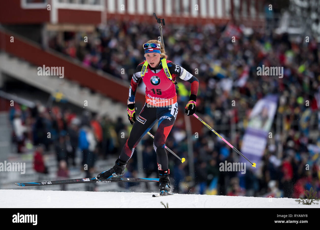 12 March 2019, Sweden, Östersund: Biathlon: World Championship, single ...