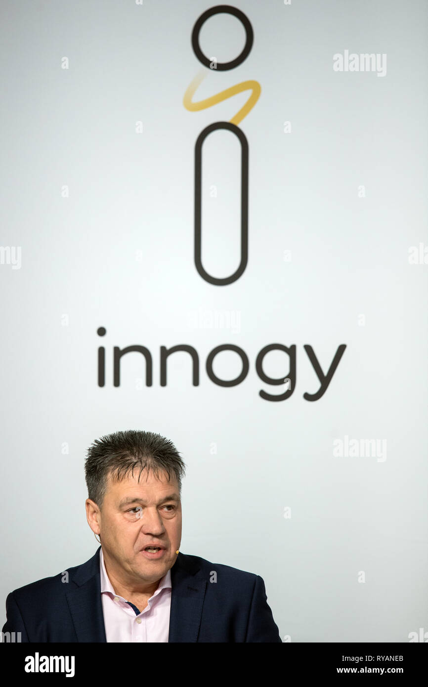 Essen, Germany. 13th Mar, 2019. Uwe Tigges, CEO of Innogy, speaks to ...