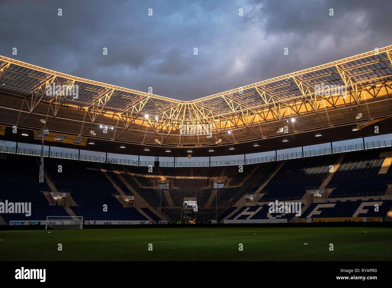 Sinsheim, Deutschland. 11th Mar, 2019. Feature, the stadium of Sinsheim ...