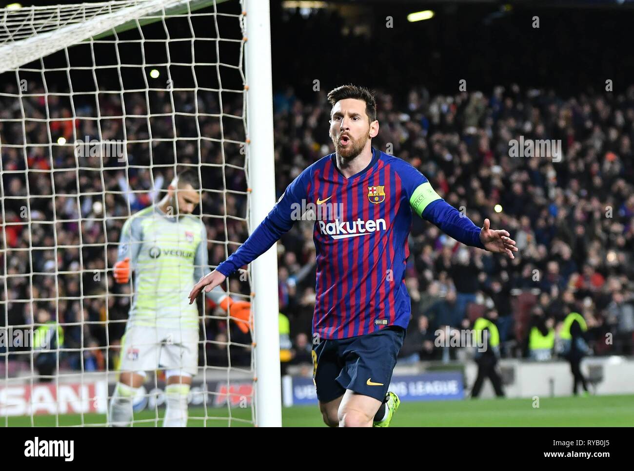 Messi celebreting goal during the champion league football match ...