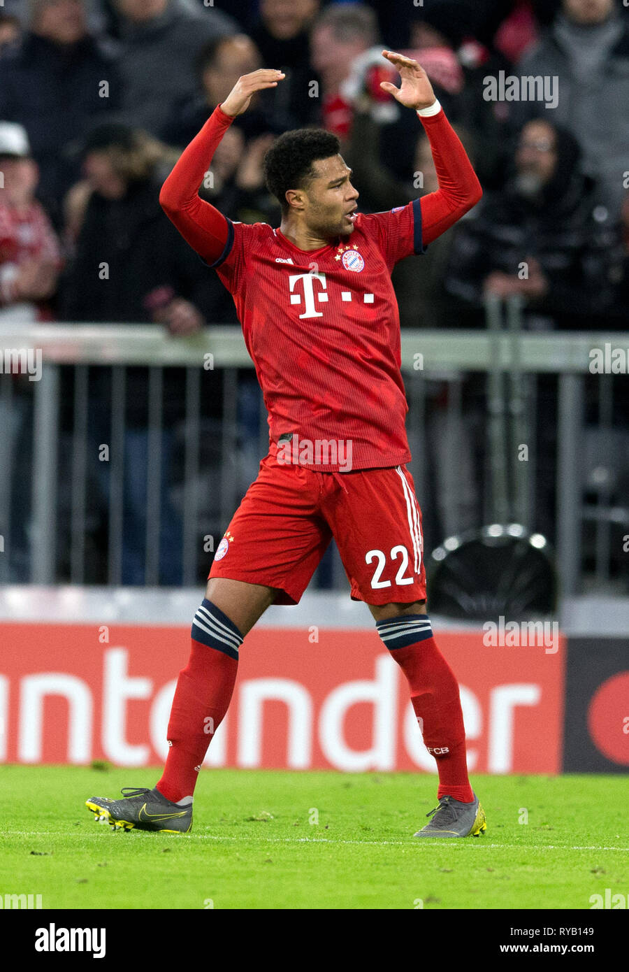 Munich, Germany . 13th Mar, 2019. goaljubel to 1-1 by Serge Gnabry (FCB ...