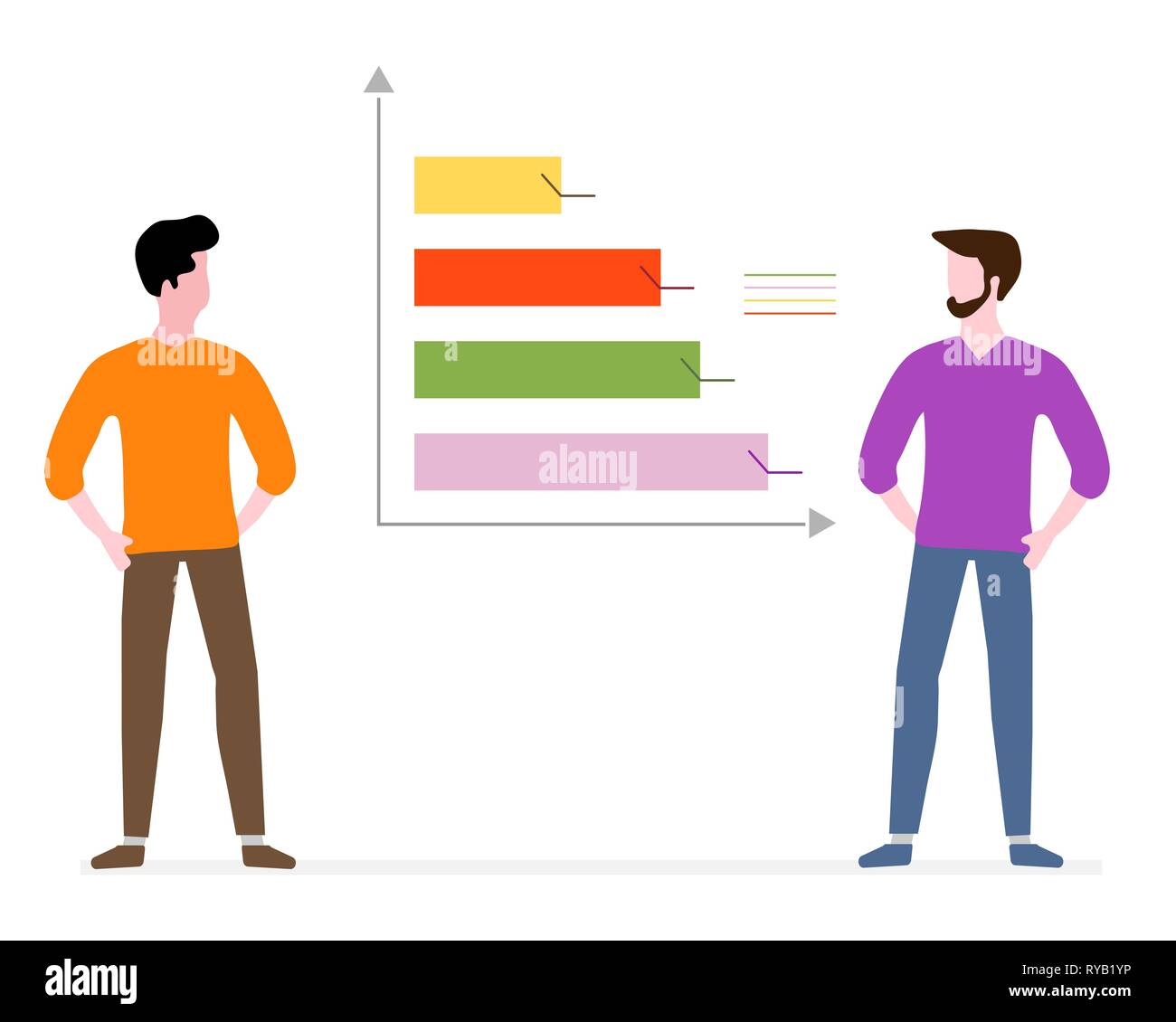 Vector illustration with men having business meeting. People discuss ...