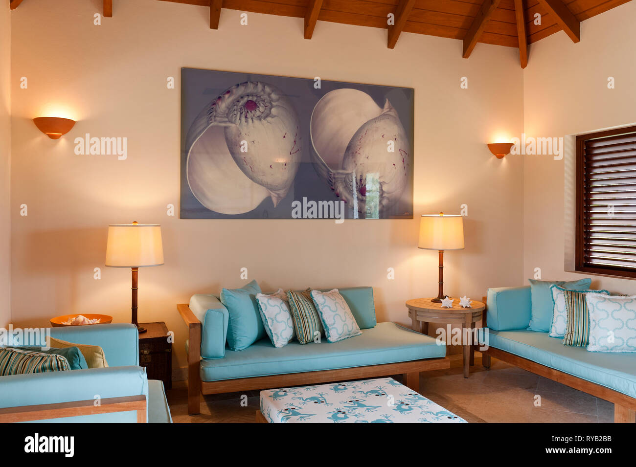 "Coastal living room in Tamarind Cove, Antigua Stock Photo - Alamy