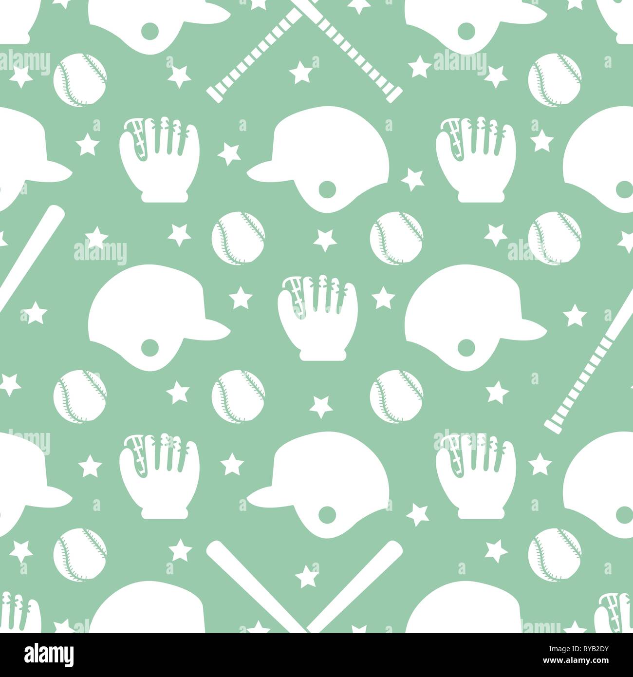Vector seamless pattern with baseball bats, ball, helmet, baseball ...