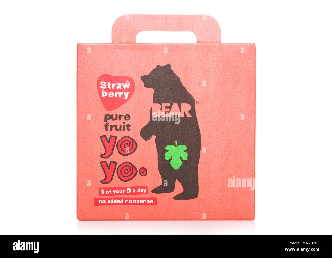 LONDON, UK - MARCH 11, 2019: Box of BEAR YOYO Delicious Pure Fruit ...