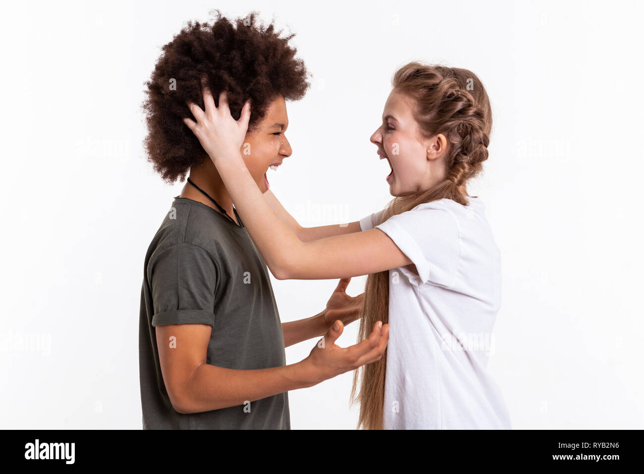 Two people screaming at each other hi-res stock photography and images - Alamy