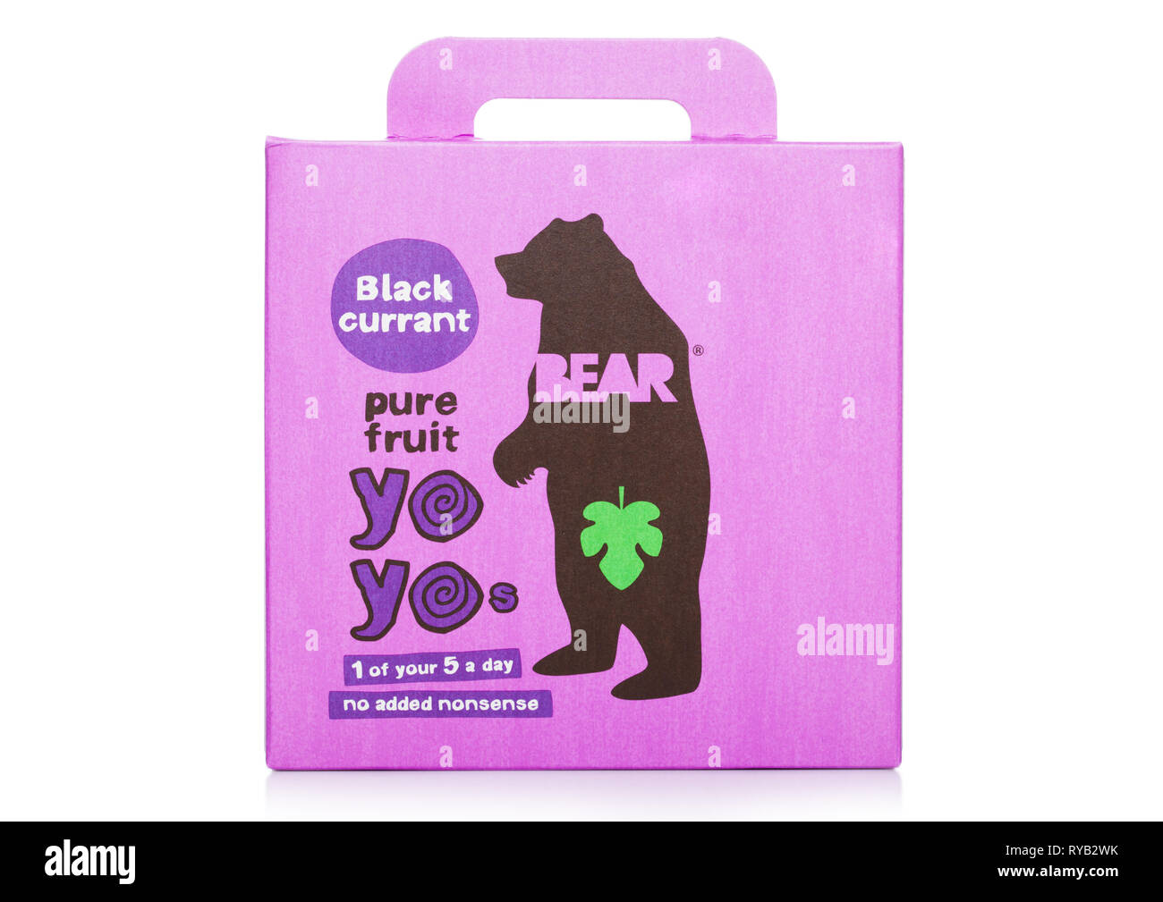 LONDON, UK - MARCH 11, 2019: Box of BEAR YOYO Delicious Pure Fruit ...