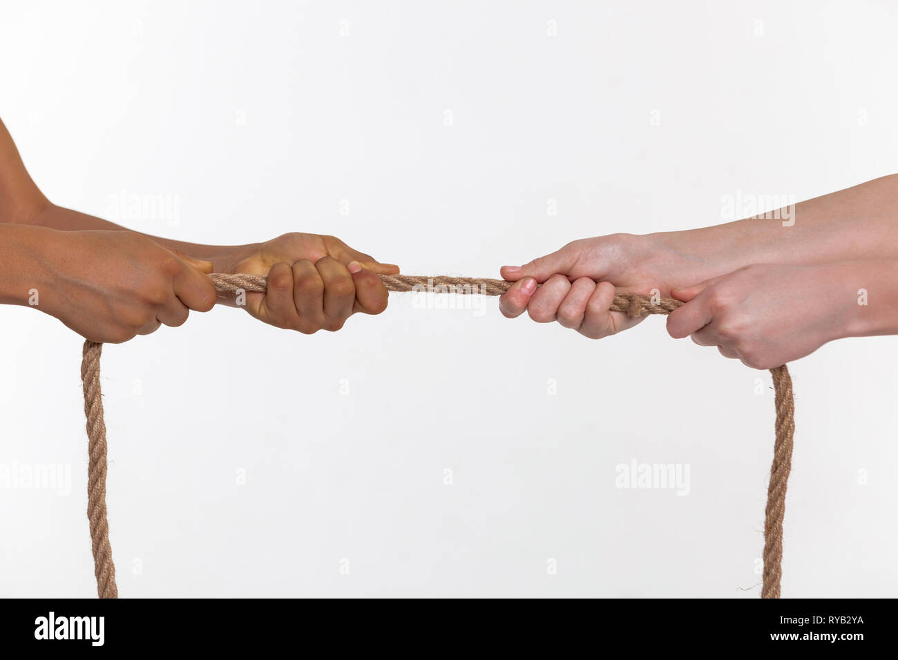 Rope hands pulling together hi-res stock photography and images - Alamy
