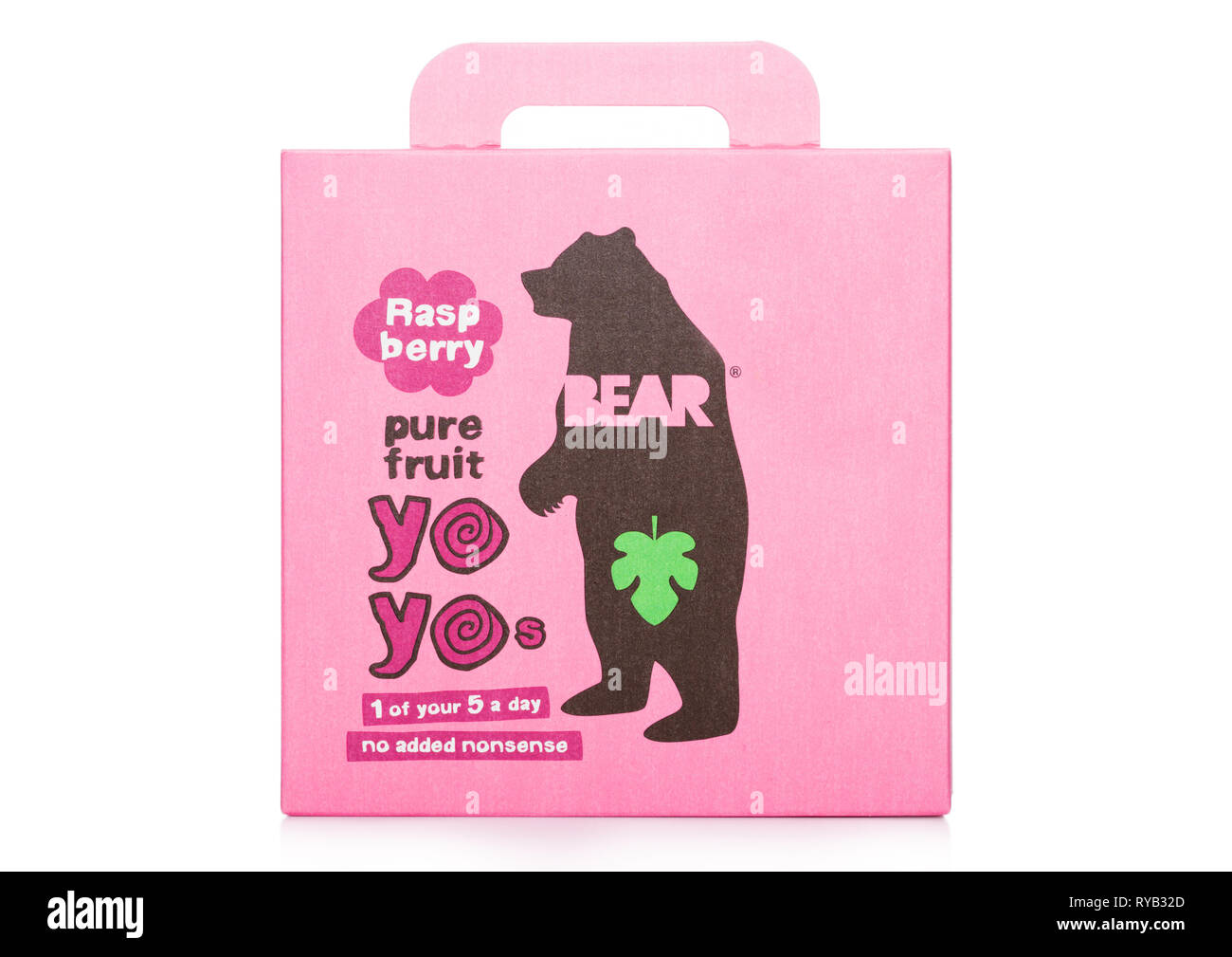 LONDON, UK - MARCH 11, 2019: Box of BEAR YOYO Delicious Pure Fruit ...